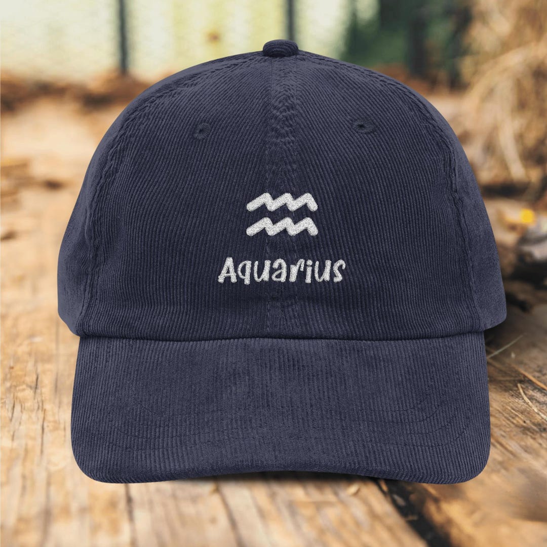 Aquarius Zodiac Hat - Embroidered Corduroy Astrology Sign Cap - Etsy