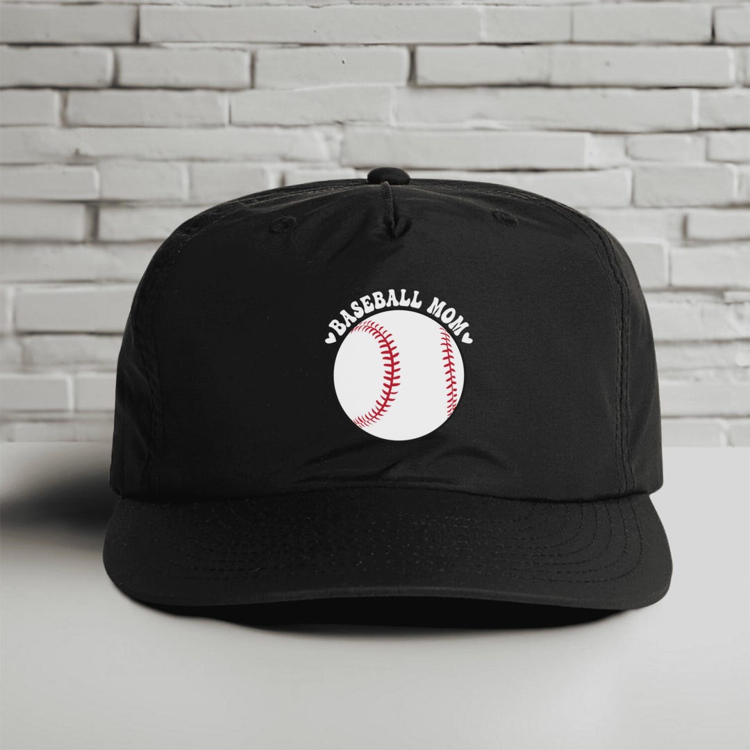 Baseball Mom Graphic Recycled Nylon Surf Cap| Lightweight Snapback Hat, Adjustable Eco-friendly ...