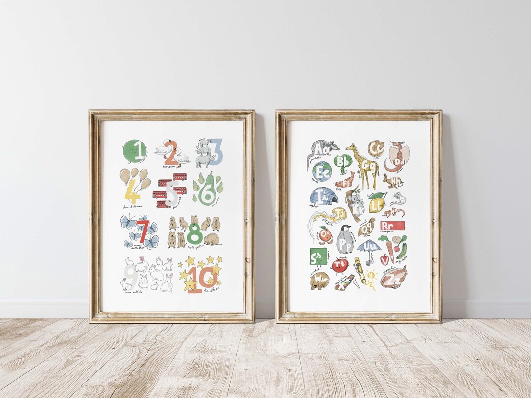 Alphabet & Numbers Poster Bundle / Printable Wall Art / Digital ...