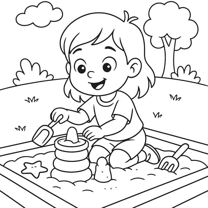Coloring Book- Kids at Play – Printable Book for Children (30 Fun Pages ...