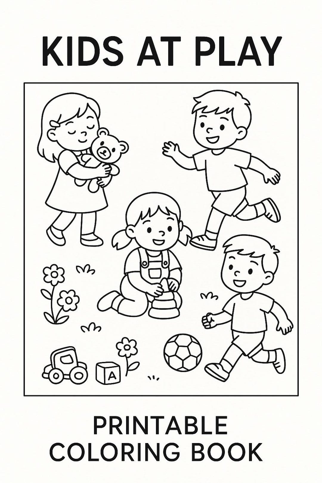 Coloring Book- Kids at Play – Printable Book for Children (30 Fun Pages ...