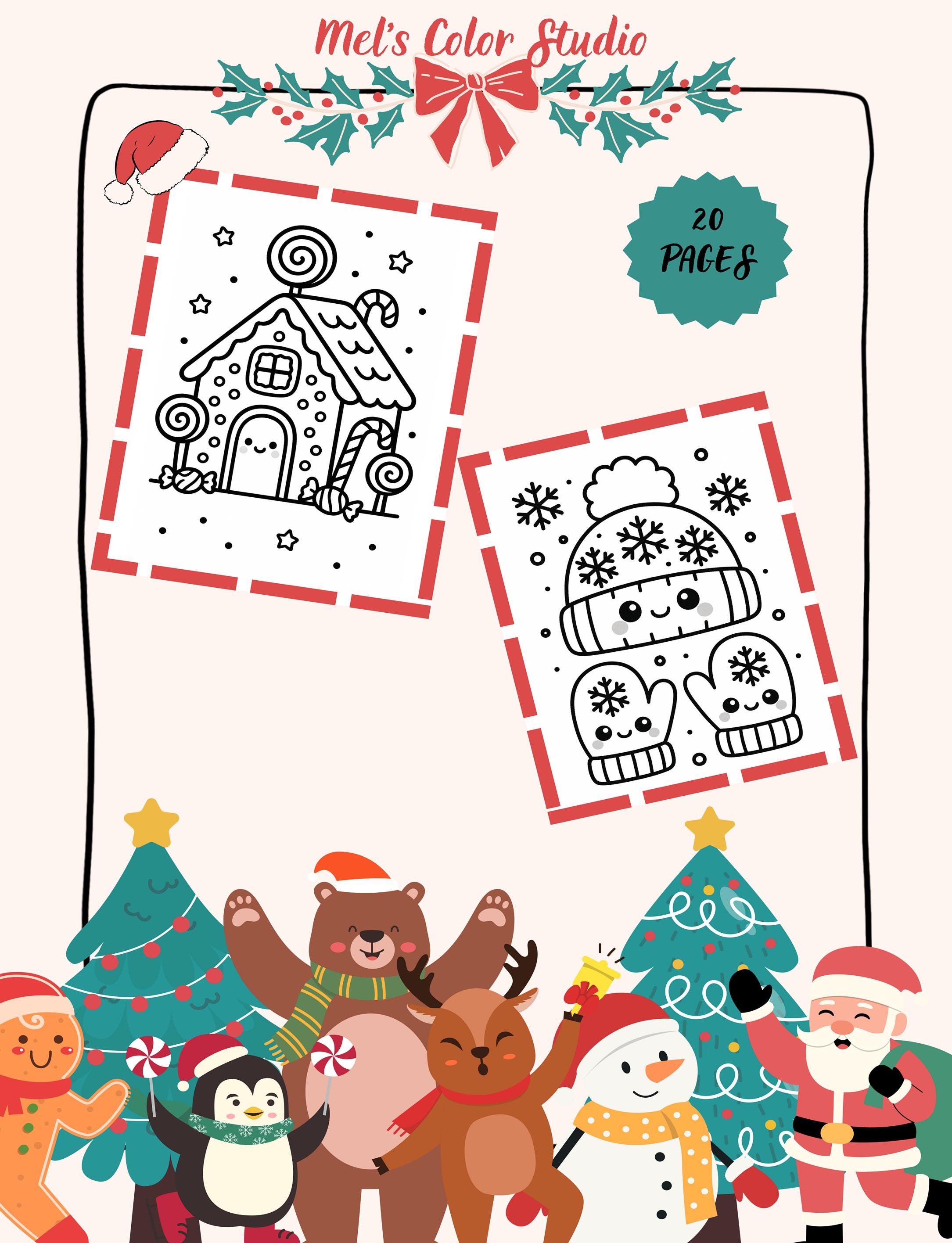 Kawaii Christmas Coloring Book for Kids– Cute Snowman, Gingerbread and ...