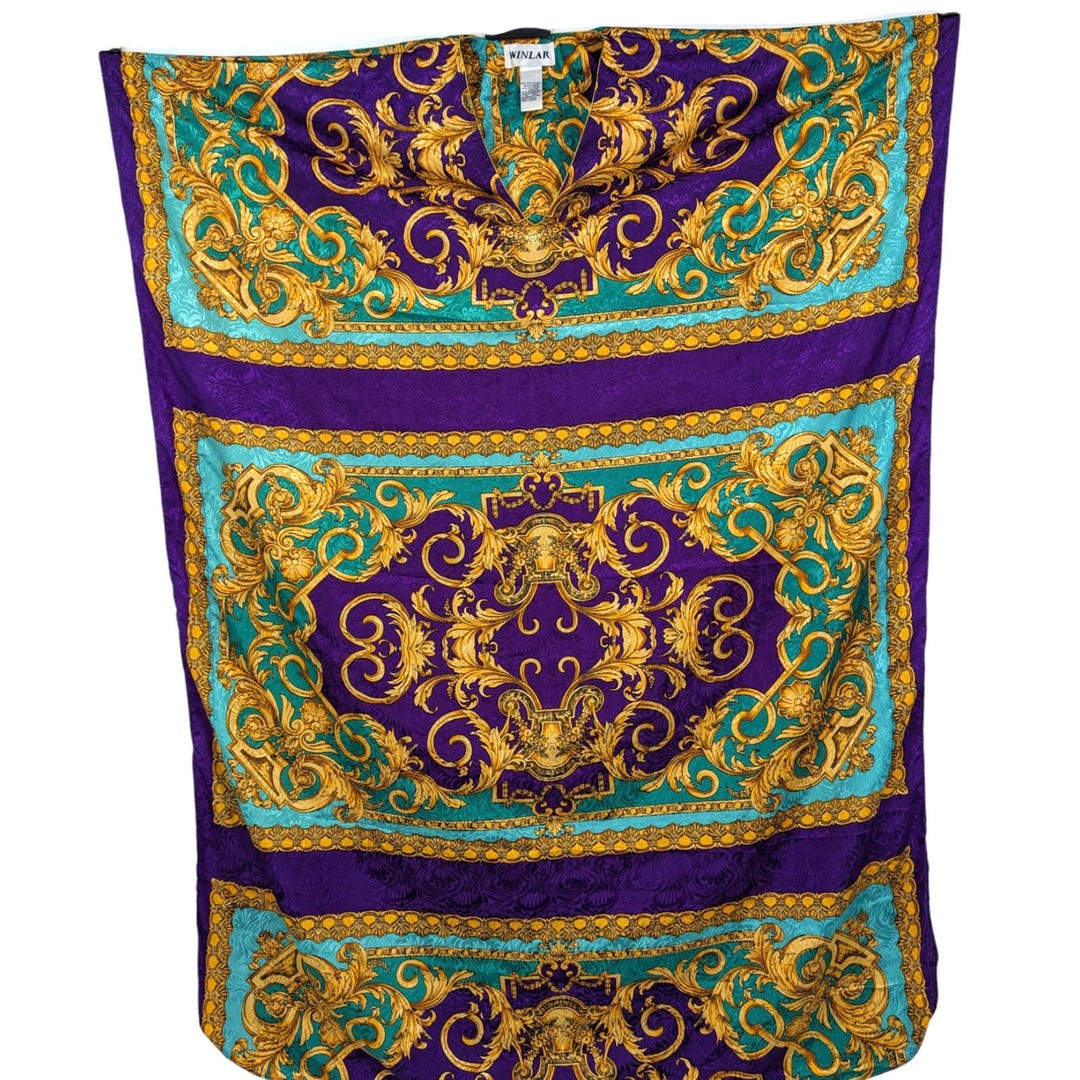 Vintage Imperial Purple & Teal WINLAR Caftan Mumu Lounge Dress Gold ...