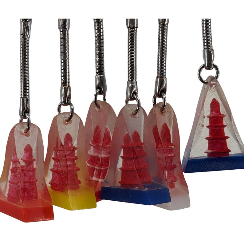 Vintage Store Display Vintage 1960's Kitschy NOVELTY KEY CHAINS Tower ...