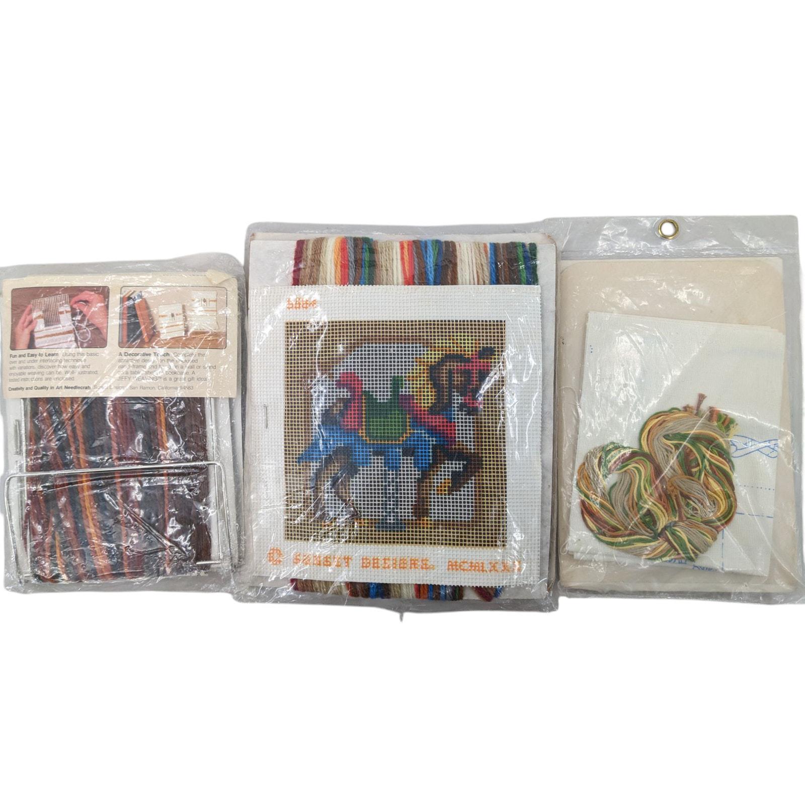 Lot 4 Vintage 70's Crewel Embroidery Needlepoint Weaving Kits JIFFY ...