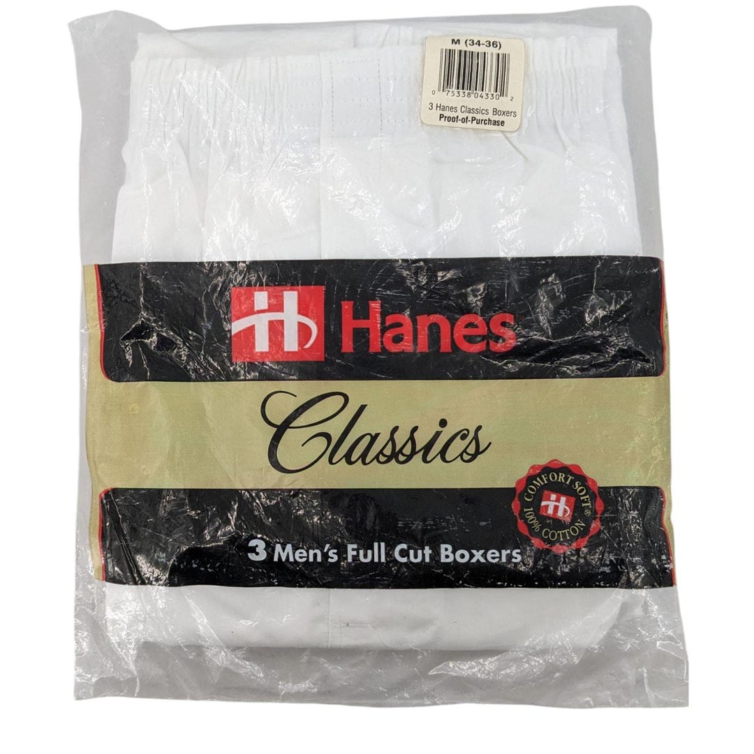 Deadstock HANES Classics 3 Men's Full Cut Cotton Boxers USA Medium ...
