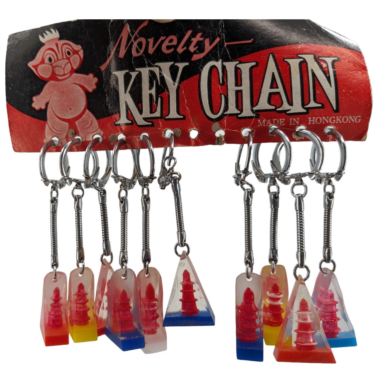 Vintage Store Display Vintage 1960's Kitschy NOVELTY KEY CHAINS Tower ...