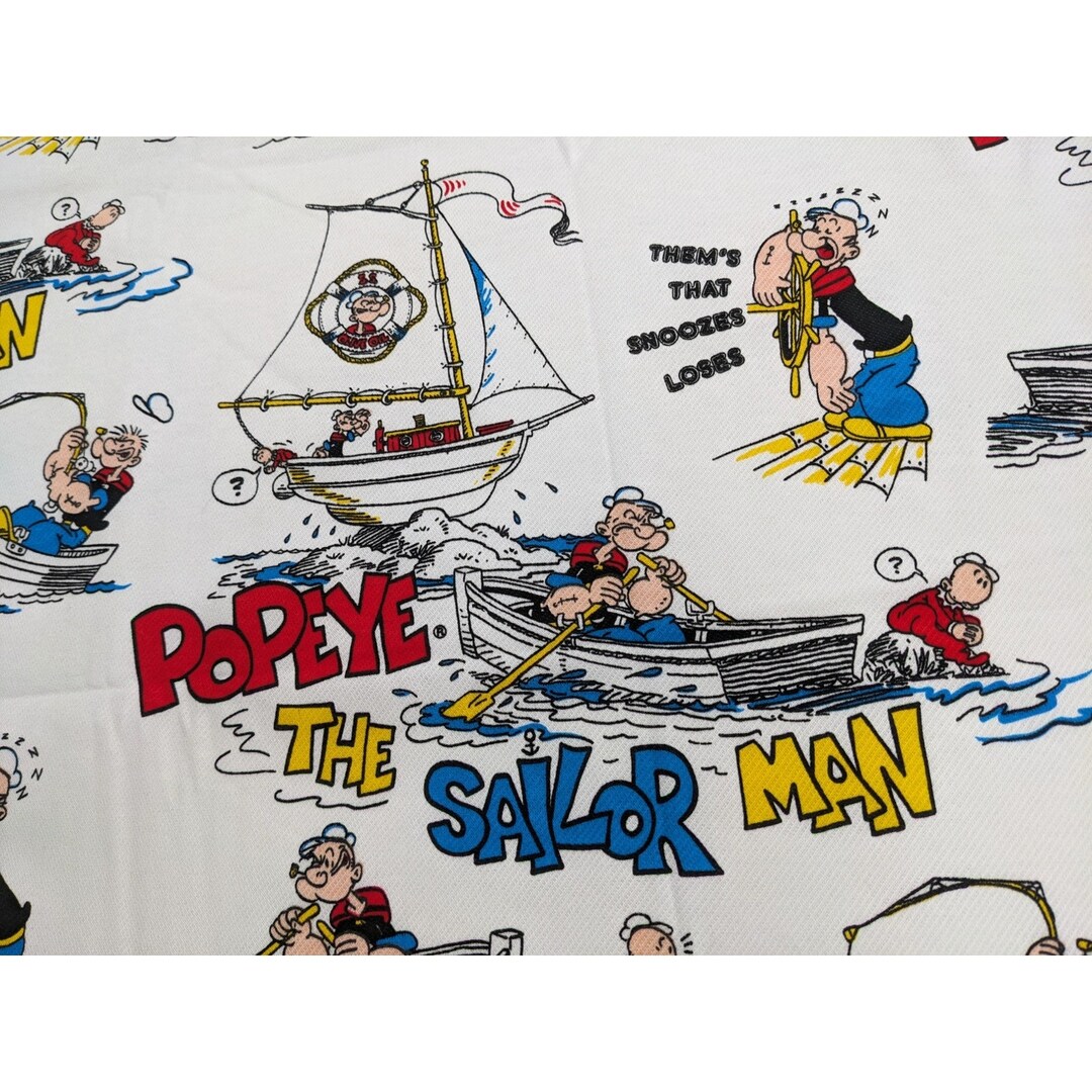 Rare Vintage 1987 popeye the Sailor Man Knit Fleece Yardage Peter Pan ...