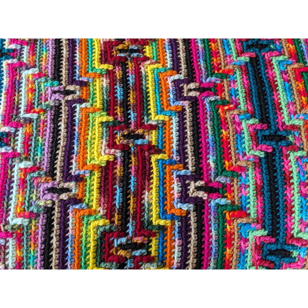 Jewel Colored Crocheted Afghan Blanket 76x90 Vintage 1980s Pristine ...
