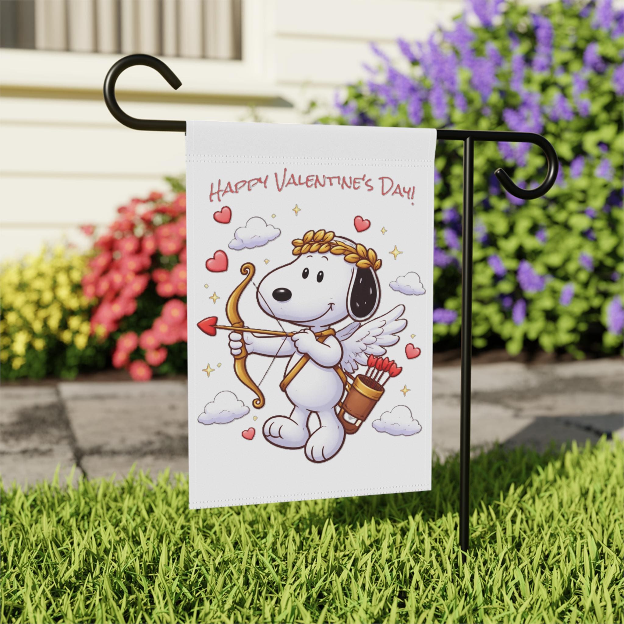 Valentine Cupid Snoopy Garden Banner | Welcome Yard Flag - Etsy