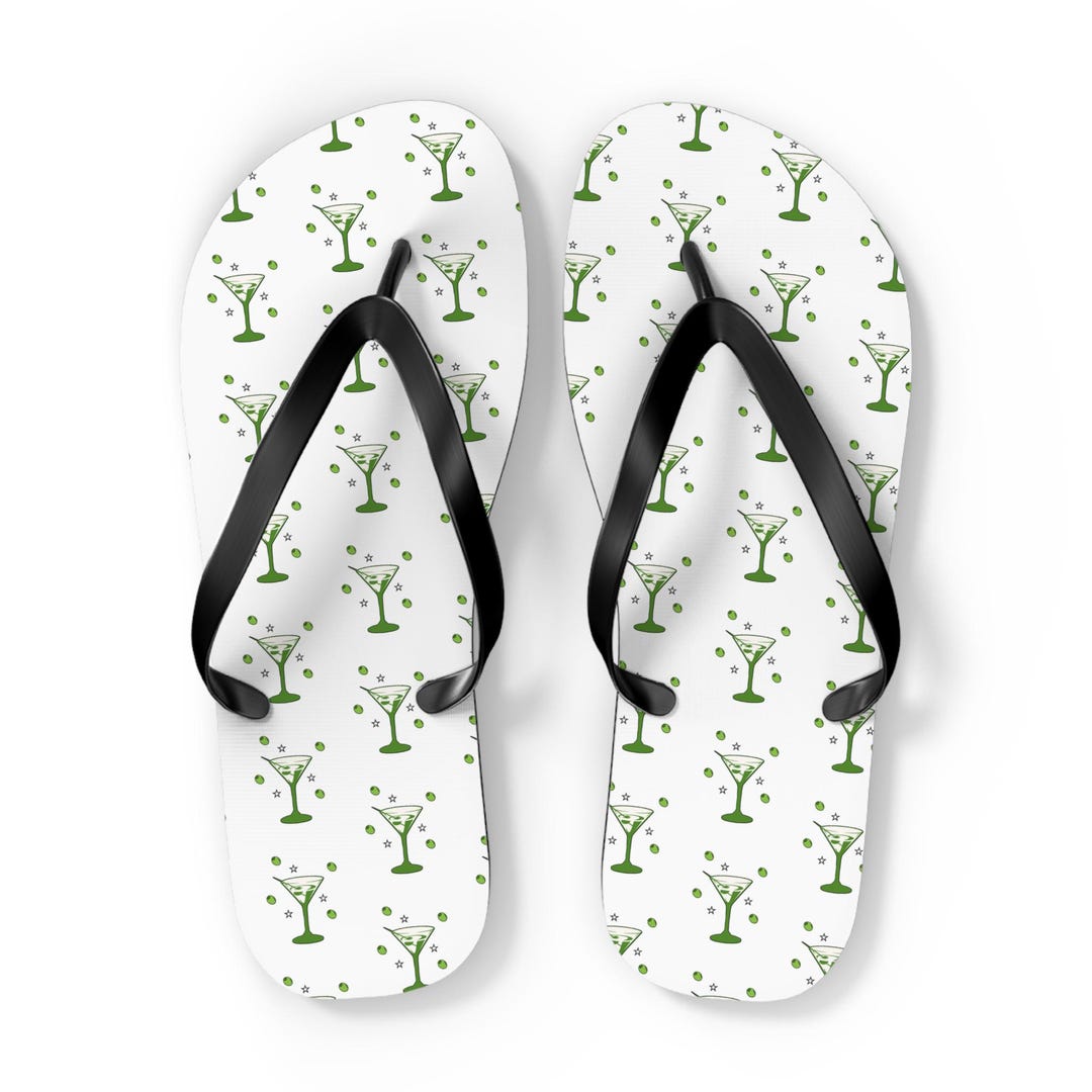Martini Glass Flip Flops Flip Flops | Cocktail Print Beach Sandals - Etsy