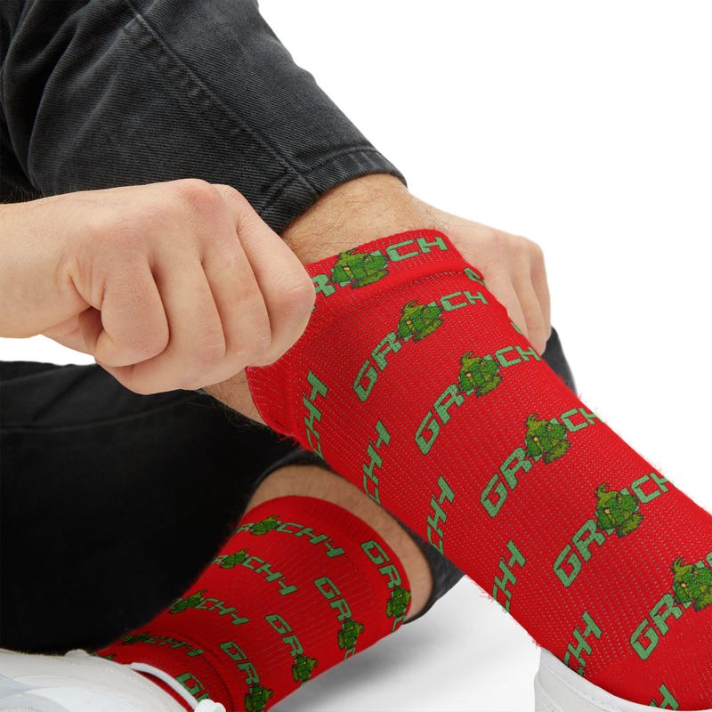 Red Grinch Socks - Etsy
