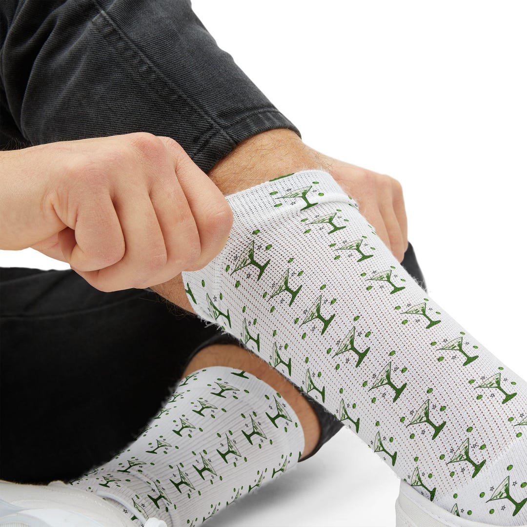 Martini Pattern Sublimation Socks | Crew Cocktail Cocktailglass - Etsy