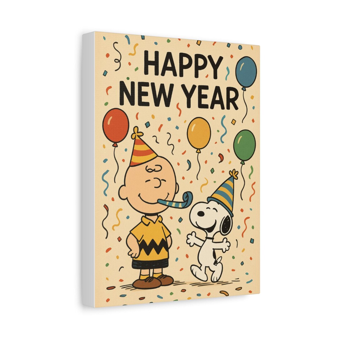 Happy New Year Charlie Brown Canvas - Etsy