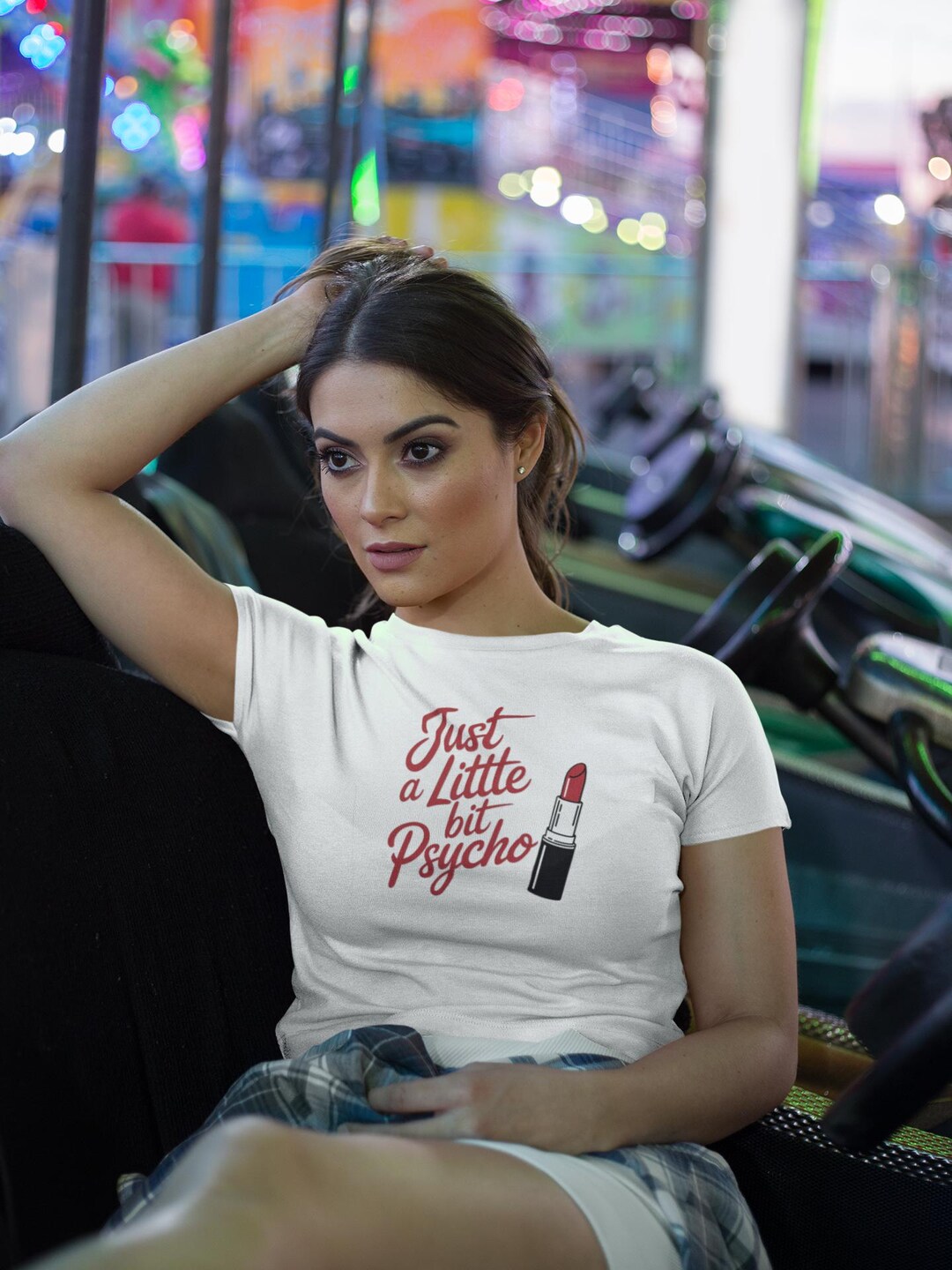 Just a Little Bit Psycho Baby Tee - Funny Graphic Cropped T-shirt - Etsy