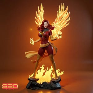 Fire Powered Heroine STL | 3D Printable Dark Energy Statue | Premium ...