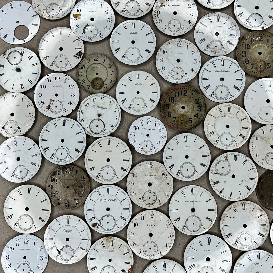 6 Random Vintage Porcelain Pocket Watch Faces for Collage, Steampunk ...