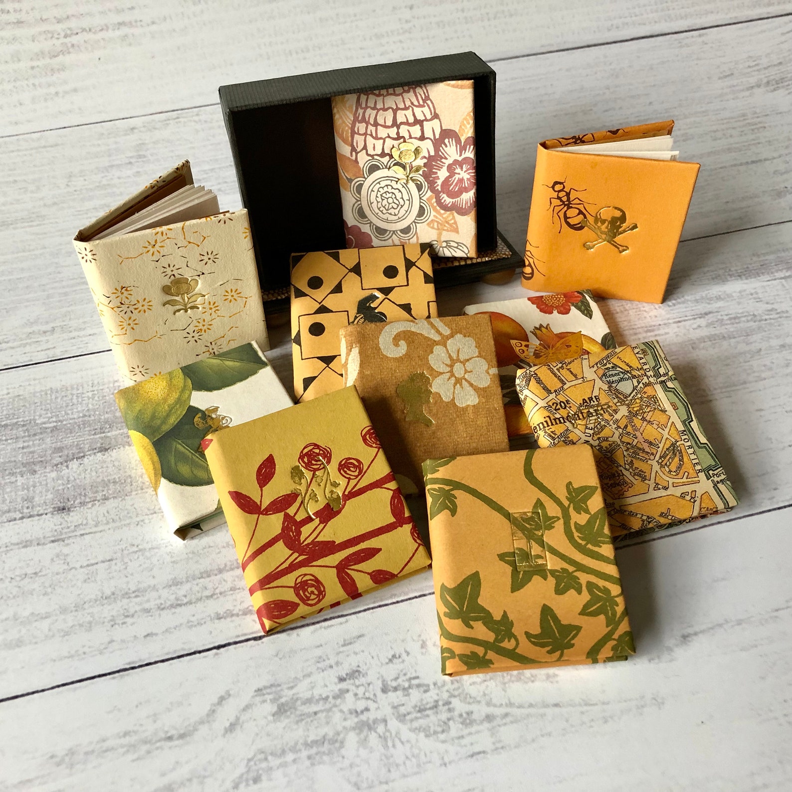 Mini Library 10 Tiny Blank Books in a Tiny Bookcase for | Etsy