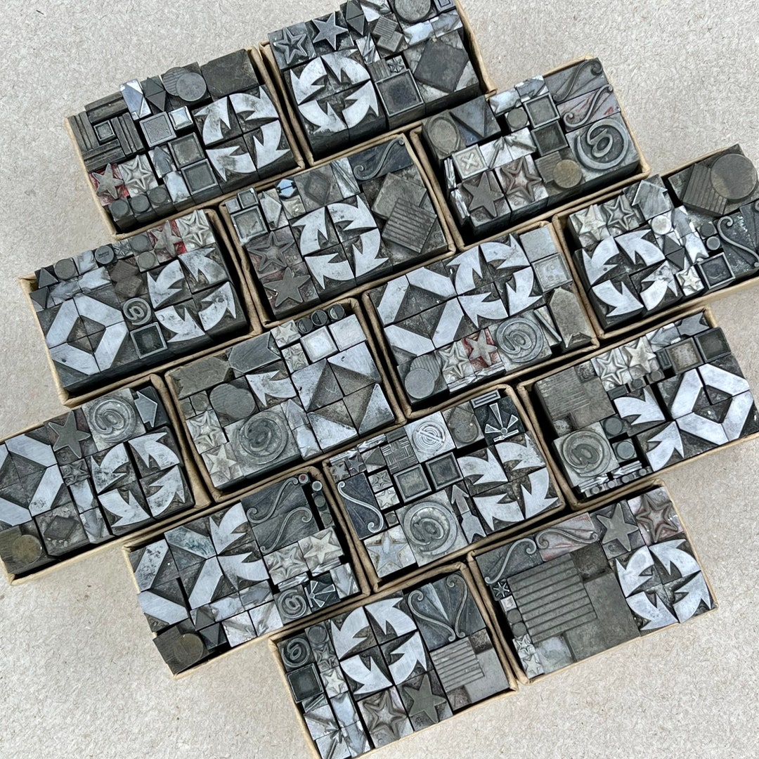 Vintage Letterpress Type Blocks Angles and Curves for Printing Stamping ...