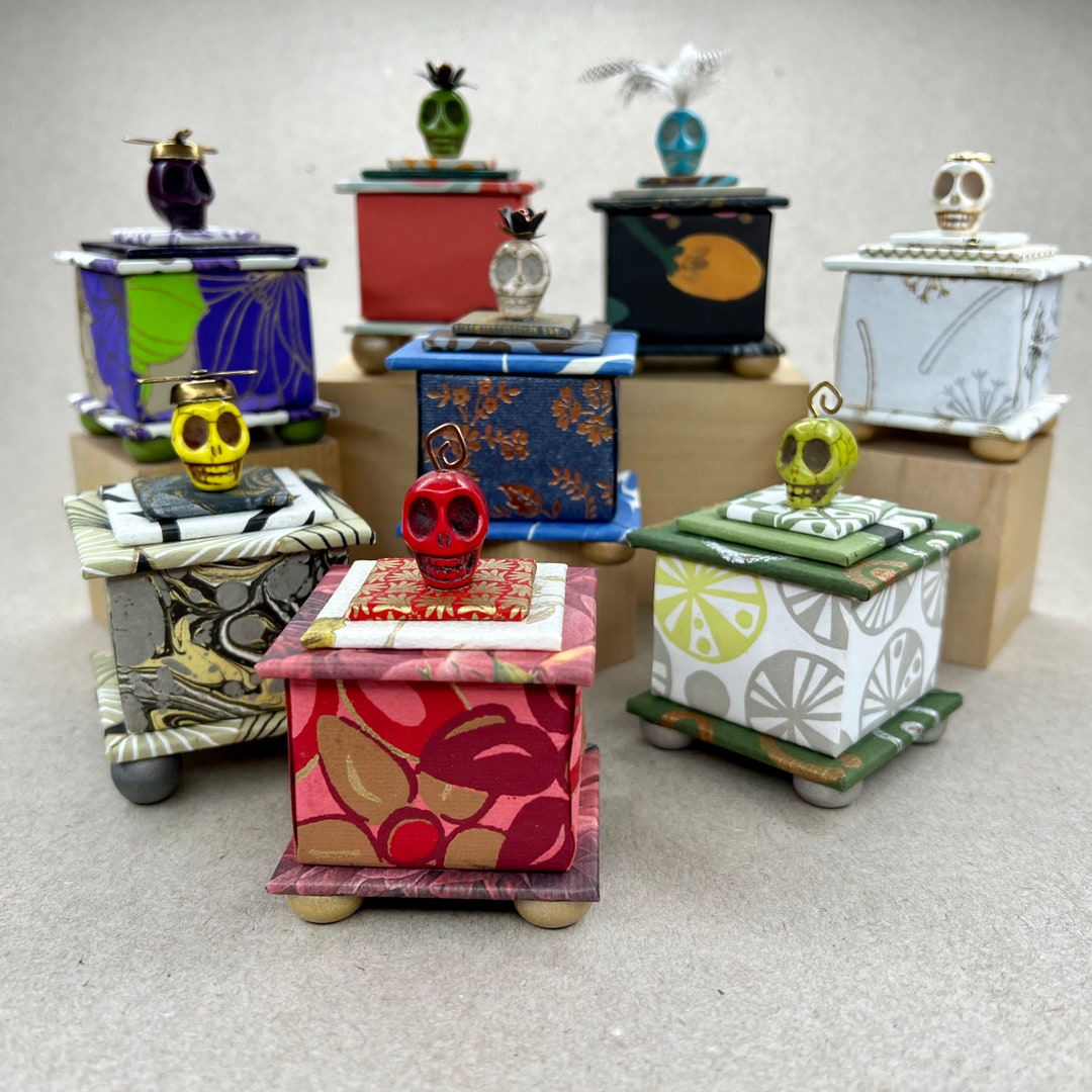 Tall Tiny Skull Boxes for Halloween or Day of the Dead Gifts and Favors ...
