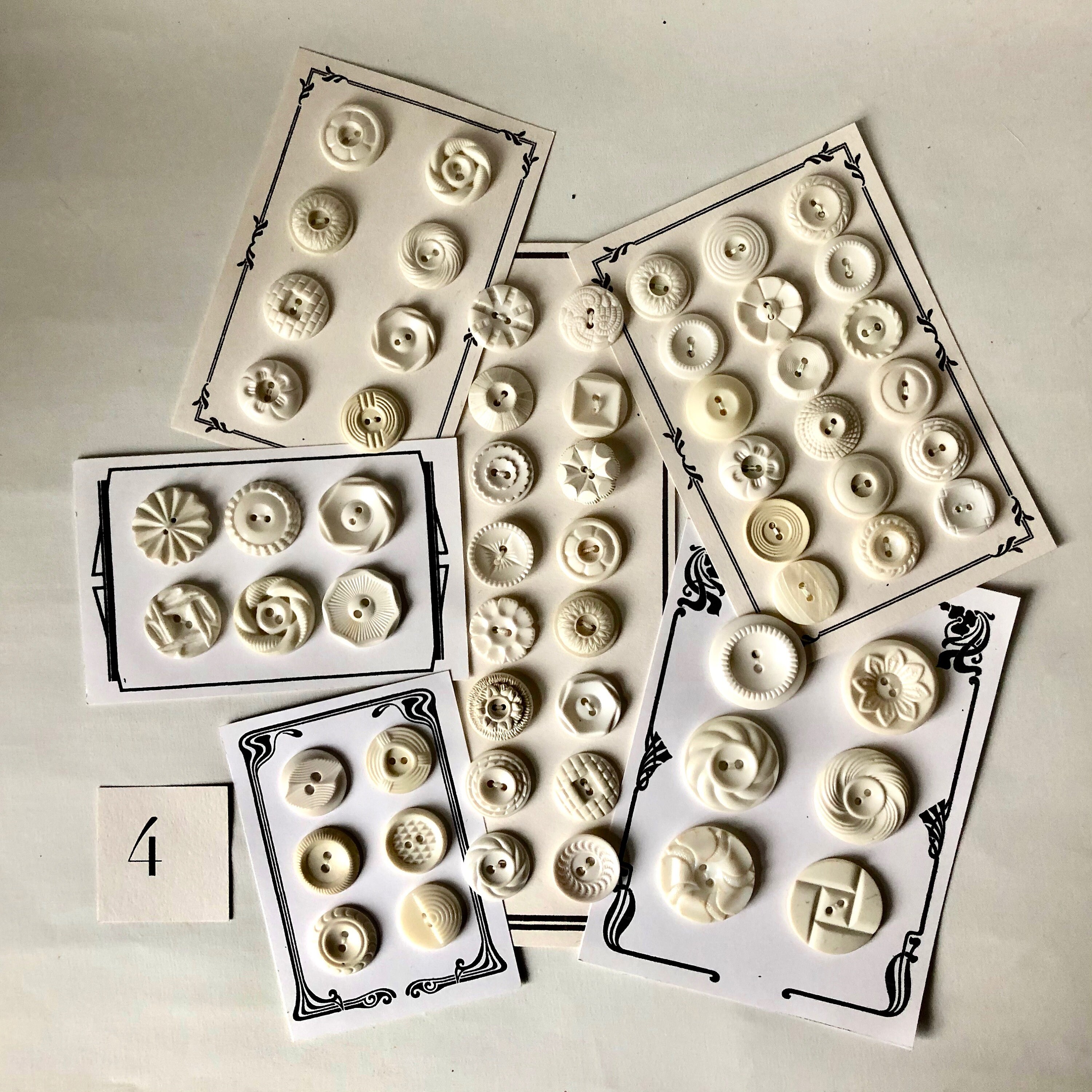 Vintage Mid Century Fancy Plastic Buttons in Black or White | Etsy