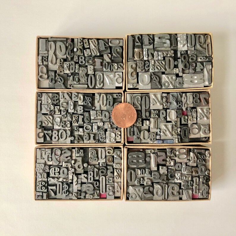 Vintage Letterpress Type Numbers and Number Punctuation for | Etsy