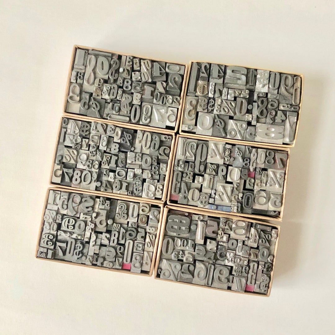 Vintage Letterpress Type Numbers and Number Punctuation for Printing ...