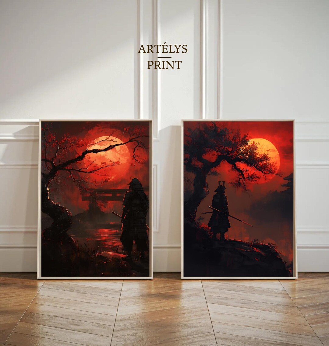Samurai Art Print, Japanese Samurai Wall Art, Ronin Hand-painted ...