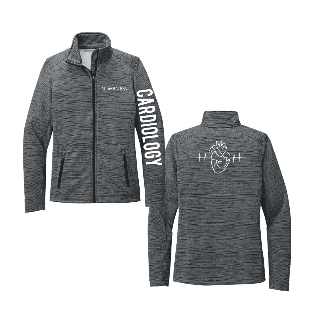 Personalized Cardiology Fleece Jacket: Heart EKG, Embroidered RN ...