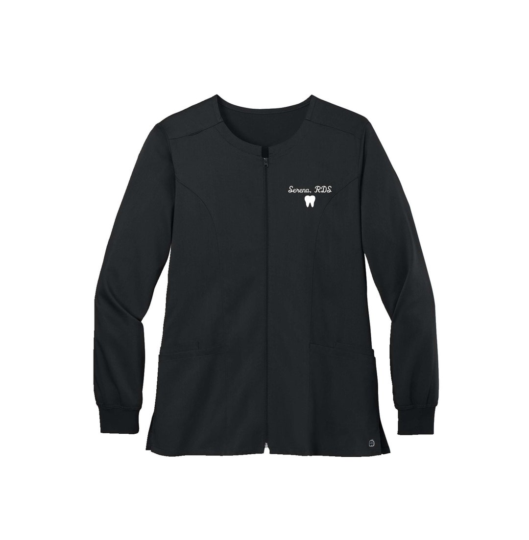 Scrub Jacket Dental Assistant Hygienist Full Zip Embroidered Custom ...