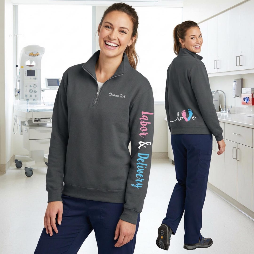 Personalized Labor and Delivery Quarter Zip, Embroidered RN OB Nurse ...