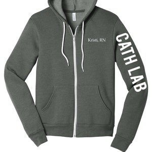 Stemi Team Cath Lab Bella Hoodie Zip Sponge Fleece Custom Embroidered ...