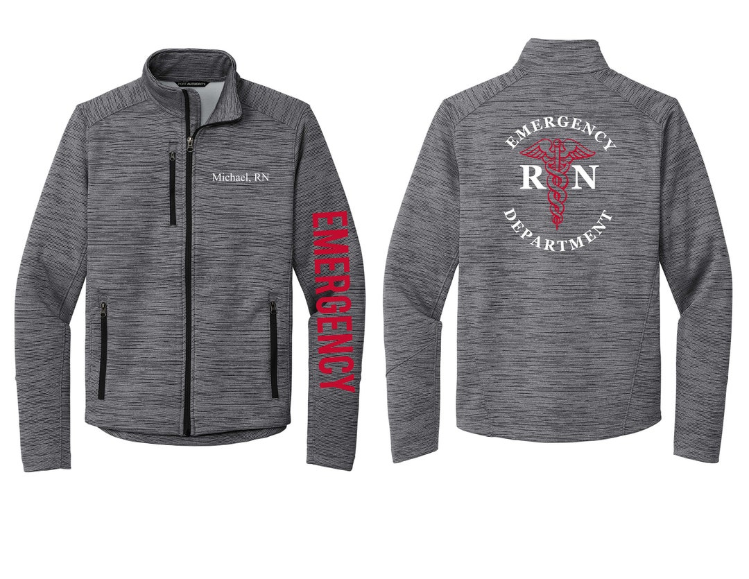 Men's Fit RN Caduceus Emergency Department Nursing Jacket Embroidered ...