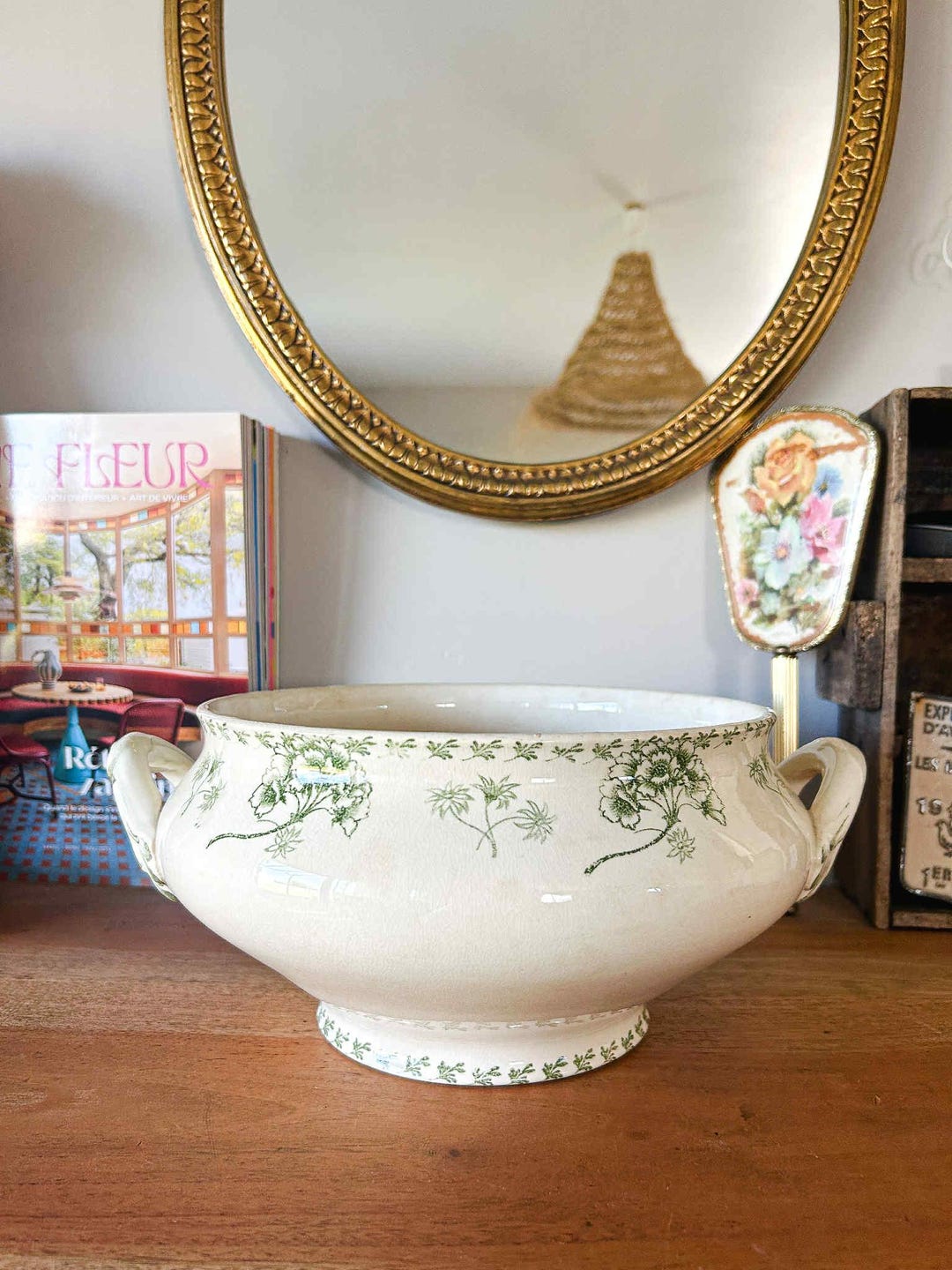Antique Sarreguemines Earthenware Tureen - Palmyra Pattern - Antique ...