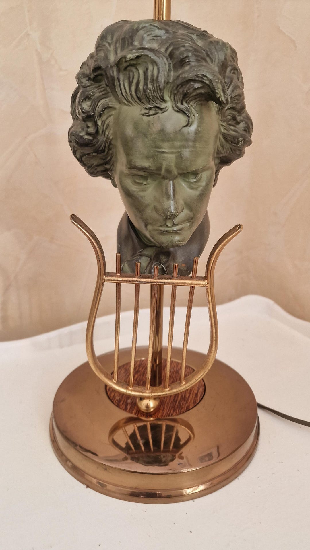 Rare Mid-century Beethoven Bust Lamp – Brass & Patinated Bronze– Lyre ...