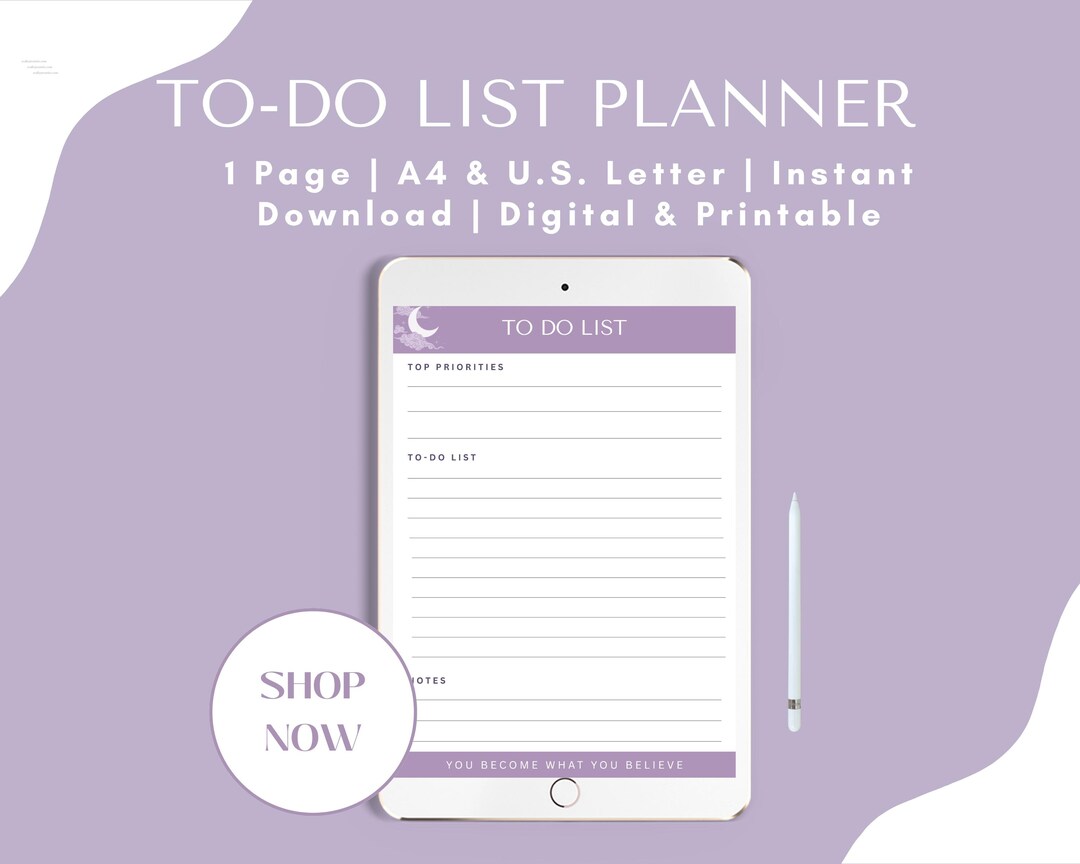 Luna Mindset To-do List Planner Printable (digital PDF) - Etsy