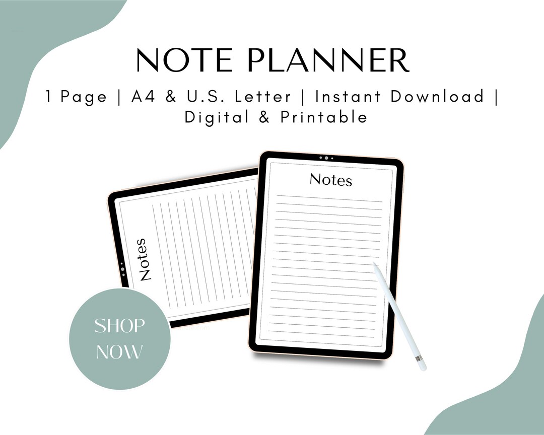 Minimalist Notes Page Planner Printable (digital PDF) - Etsy
