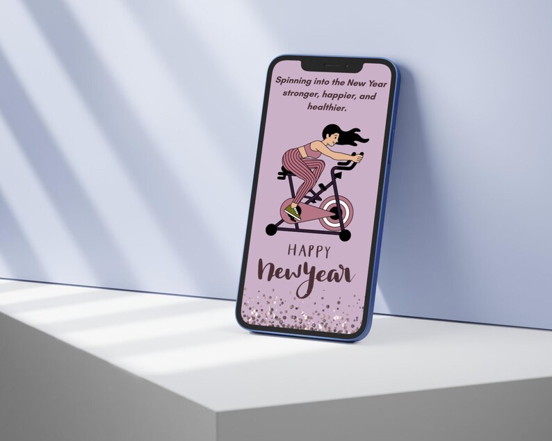 Animated Spin Into the New Year Ecard | Fitness Lover Digital Greeting ...