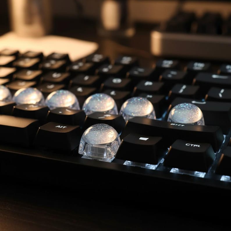 Kawaii Resin Star Keycaps | Glitter Artisan Keyboard DIY Accessories ...