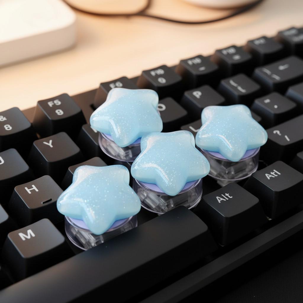 Kawaii Resin Star Keycaps | Glitter Artisan Keyboard DIY Accessories ...