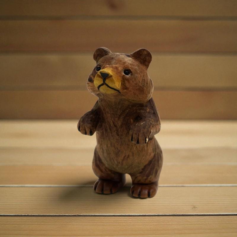 Small Carved Wood Bear - Etsy UK