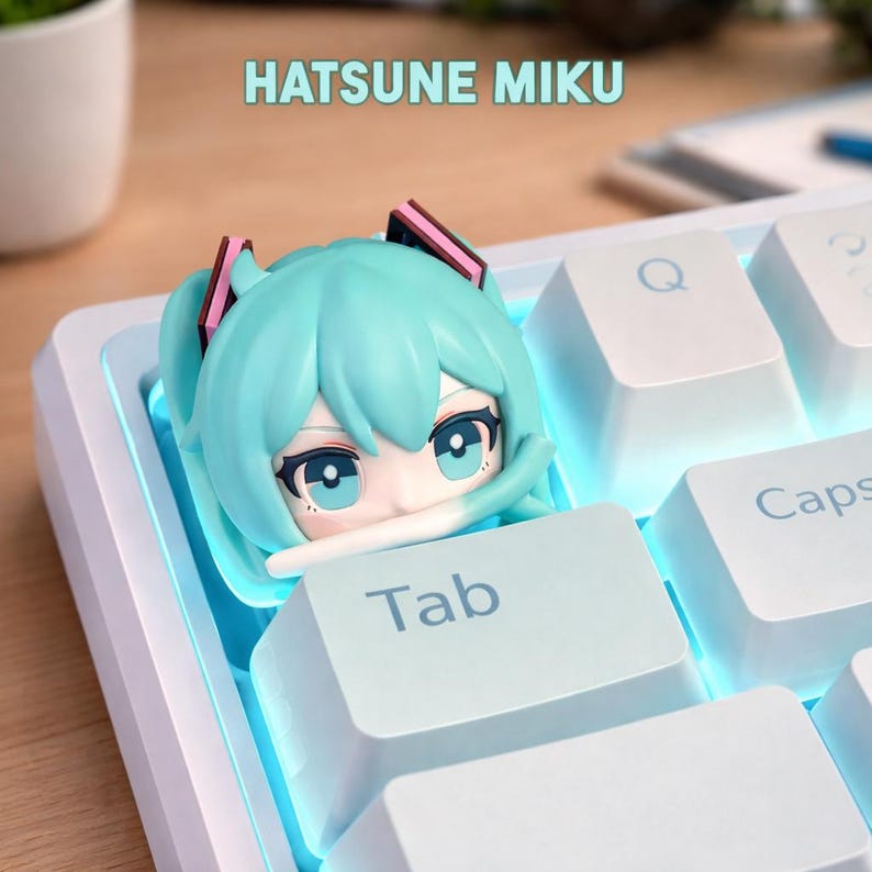 Anime Inspired Hatsune Miku Keycap, 3D Resin VOCALOID Keyboard Key - Etsy