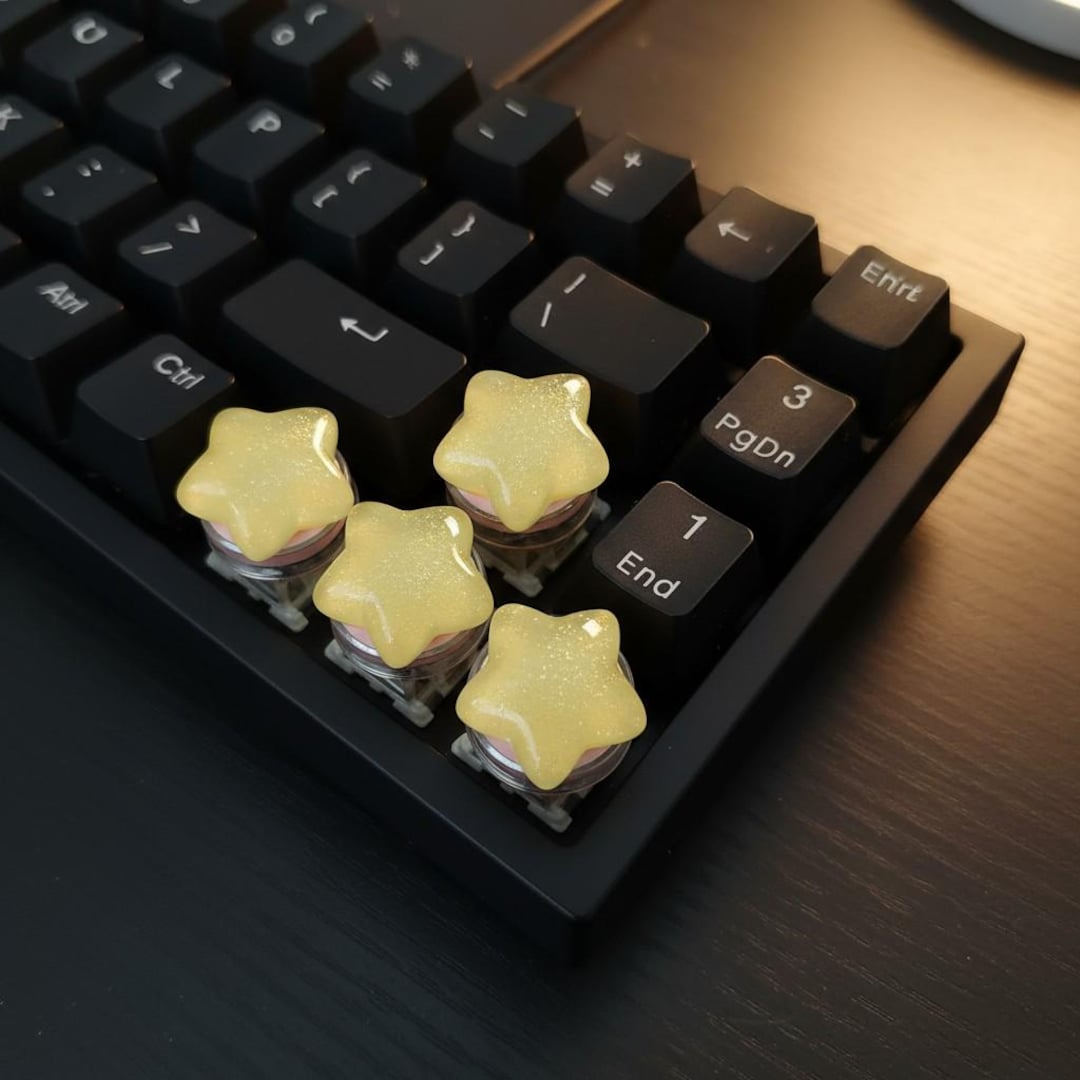 Kawaii Resin Star Keycaps | Glitter Artisan Keyboard DIY Accessories ...