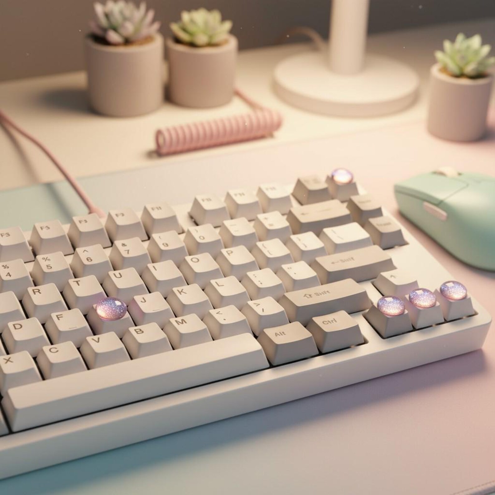 Kawaii Resin Star Keycaps | Glitter Artisan Keyboard DIY Accessories ...