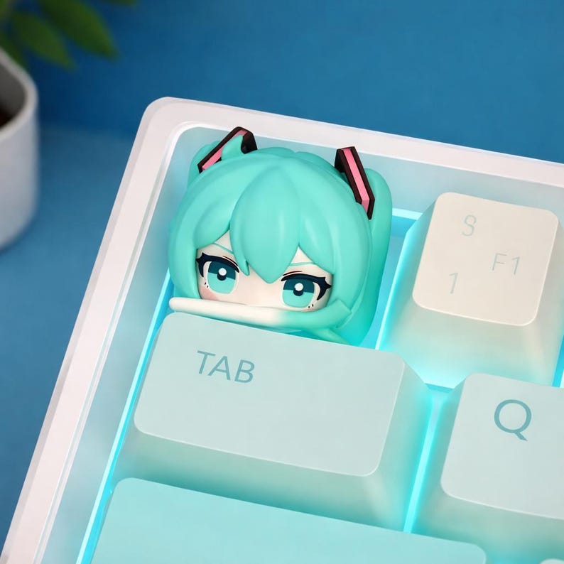 Anime Inspired Hatsune Miku Keycap, 3D Resin VOCALOID Keyboard Key - Etsy