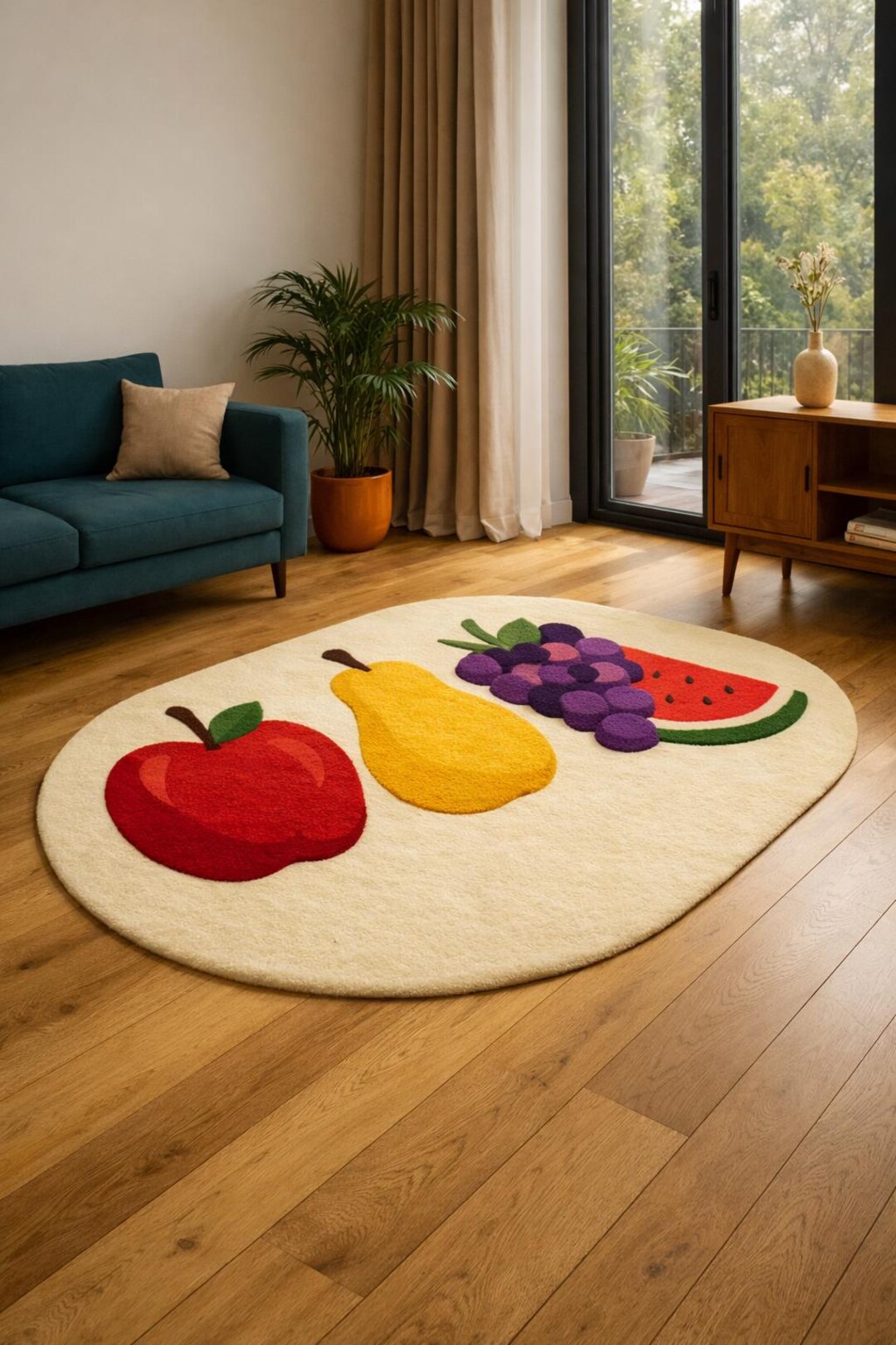 Hand-tufted Wool Rug: Fruit Design, Kids Playroom Decor - Etsy