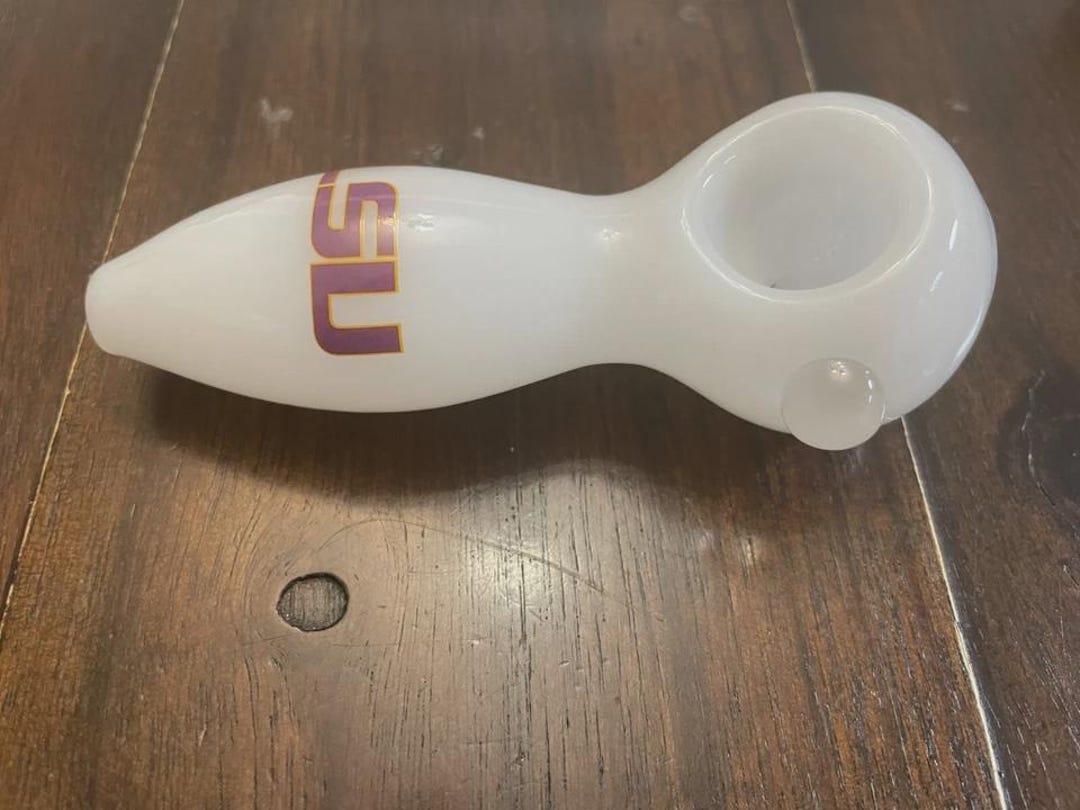 4" Premium Glass Pipe White LSU Tigers Thick Quality - Etsy