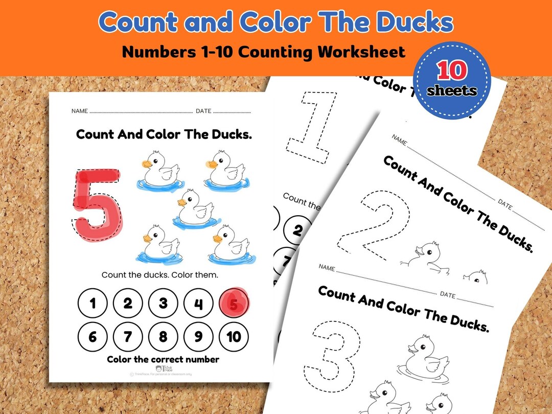 Ducks Count and Color 1–10 Printable Worksheet | Preschool Math ...