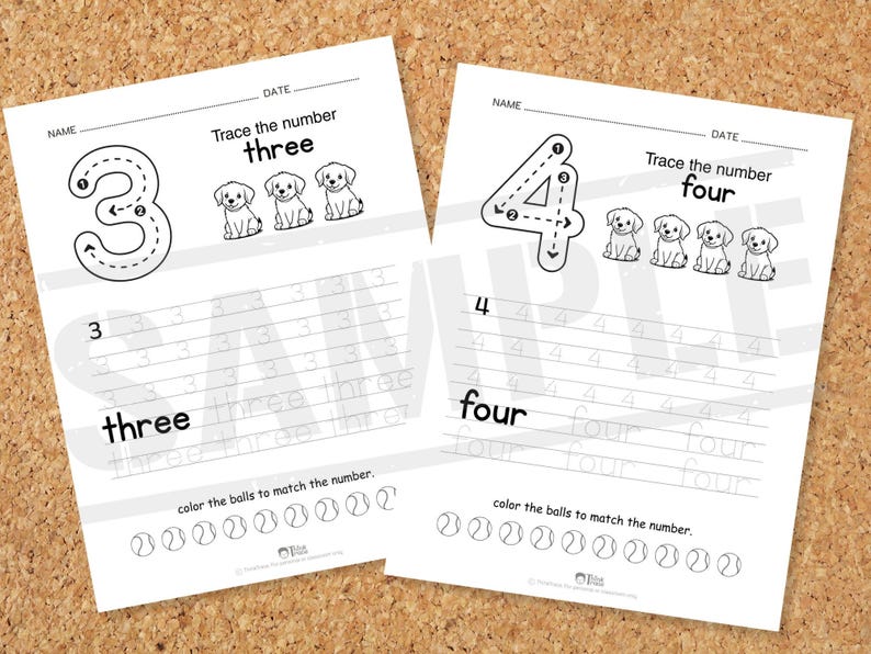 Numbers 0–9 Tracing, Counting & Coloring Worksheets - Etsy