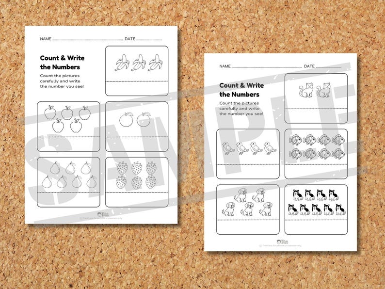 Count and Write Numbers 1-10 Worksheets – Preschool Math (A4 & US ...